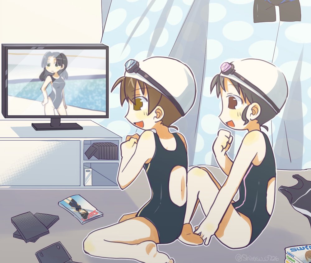 喰霊-零-の真鍋美紅と柳瀬千鶴が、アニメの6話と7話の部活用の水着姿で ワンルームマンションの部屋に… | しらす (@Shirasu_0726)さんへのお題 | お題箱